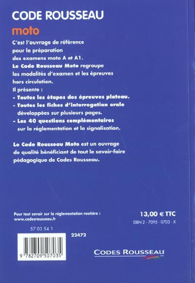 Code rousseau - moto - edition 2002 - 270950703X - Livres Auto et Moto - Livres Sports | Cultura