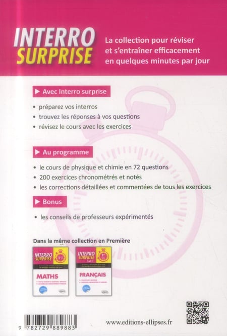 Interro surprise : physique-chimie - 1ère S - tout le cours en 72 questions/réponses et 200 ...