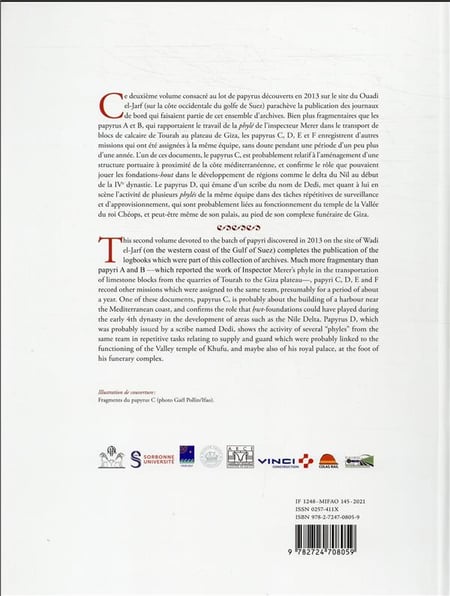 MIFAO Tome 145 : les papyrus de la mer Rouge Tome 2 : « le journal de ...