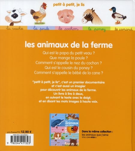 Petit à petit, je lis - les animaux de la ferme - 224441132X - Livres ...