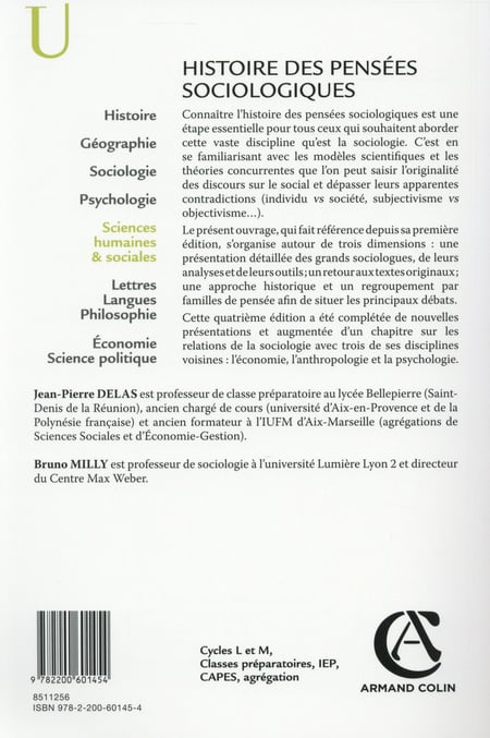 Histoire des pensées sociologiques (4e édition) : Bruno Milly,Jean ...