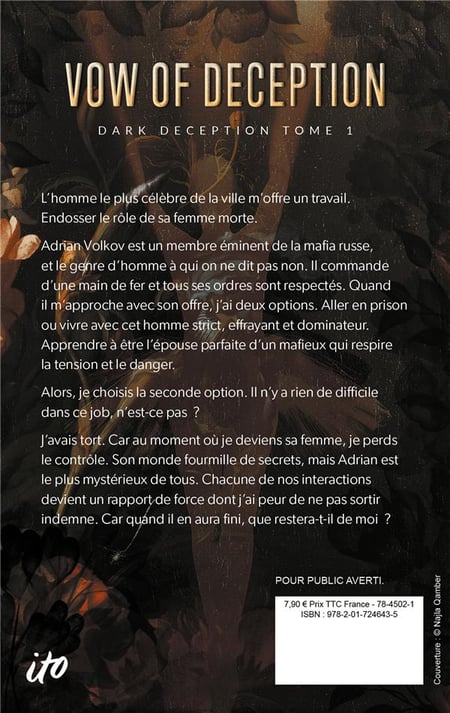 Dark deception Tome 1 : vow of deception : Rina Kent - 2017246433 - Livres de poche Sentimental ...