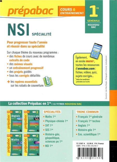 Prépabac cours & entraînement : NSI, numérique et sciences informatiques - 1re : Gérard ...