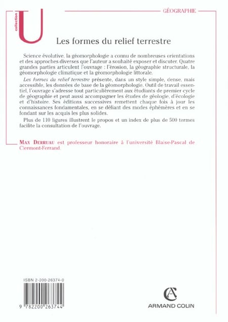 Les formes du relief terrestre - notions de geomorphologie - 8e edition ...