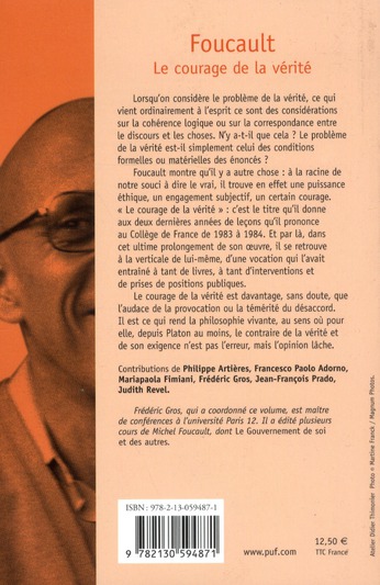 Foucault - le courage de la vérité : Frédéric Gros - 2130594875 - Livre ...