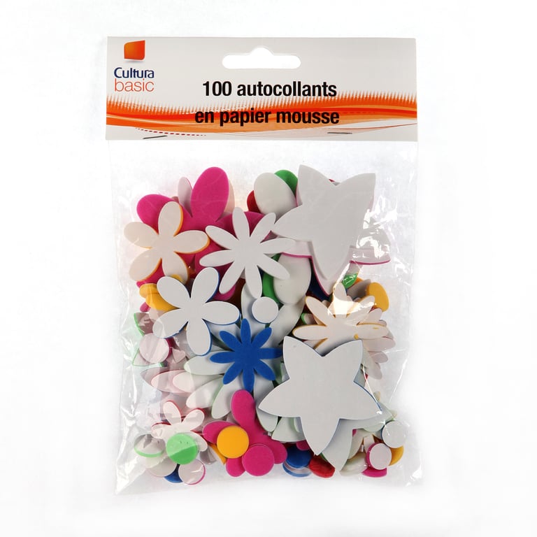 100 stickers fleurs - papier mousse - Gommettes - stickers - Découpage ...
