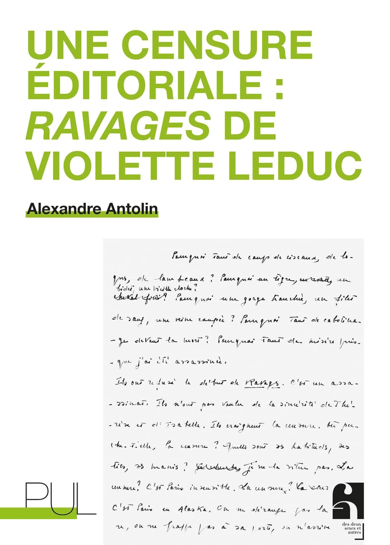 Une censure éditoriale : Ravages de Violette Leduc : Alexandre Antolin ...