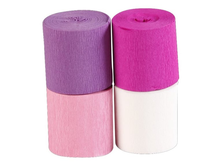 4 bandes de crépons - Tons roses - 5x1000 cm | Cultura