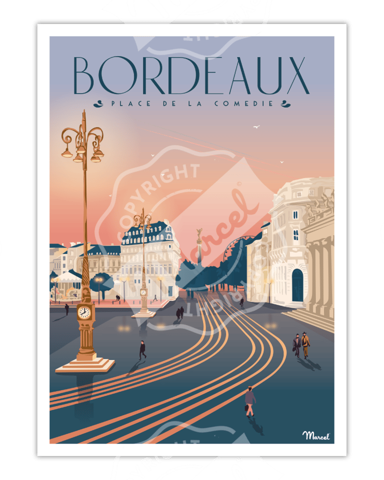 Affiche Bordeaux "Place de la Comédie" - 30 x 40 cm | Cultura