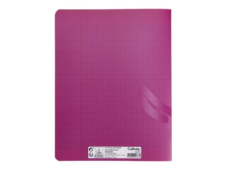 Cahier - 17 x 22 cm - 96 pages grands carreaux - Violet - Cultura ...