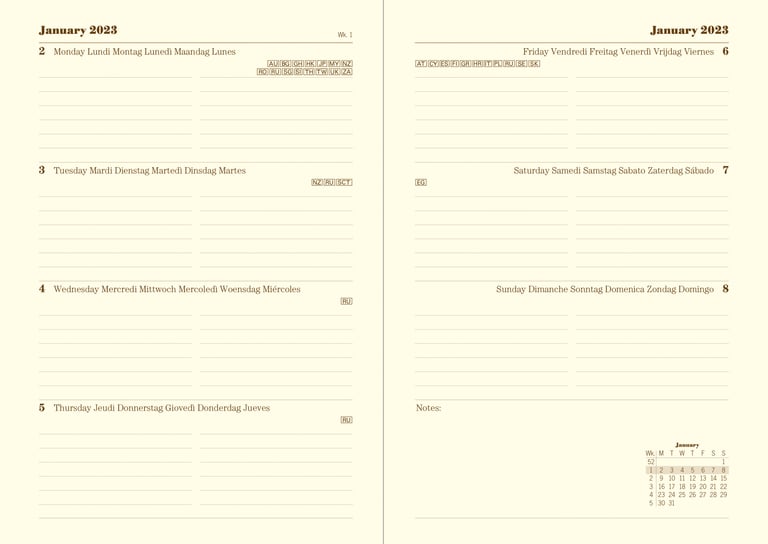 Agenda civil semainier 2023 - Baroque - 14,8 x 21 cm - Filofax - Rouge ...