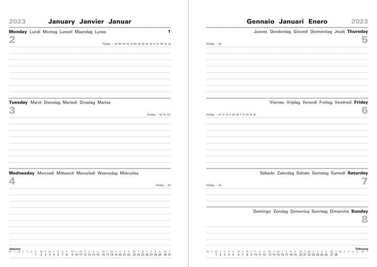 Agenda civil semainier 2023 - Baroque - 14,8 x 21 cm - Filofax - Bleu ...