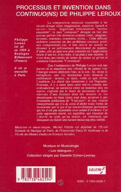 Processus et invention dans Continuo(ns) de Philippe Leroux : Michel Vilella - 2738482597 ...