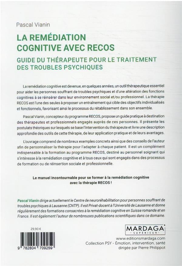 La remédiation cognitive avec RECOS : guide du thérapeute pour le traitement des troubles ...