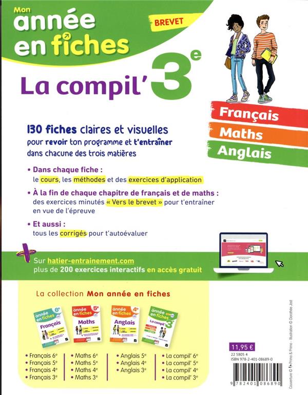 Mon année en fiches : français, maths, anglais - 3e - la compil ...
