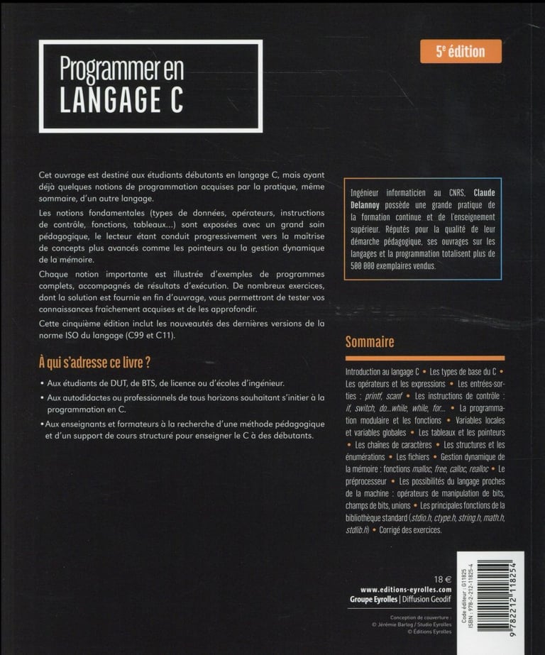 Programmer en langage c (5e édition) : Claude Delannoy - 2212118252 - Livre Informatique | Cultura