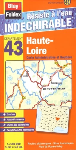 Haute-loire - carte administrative et routière - département 43 ...
