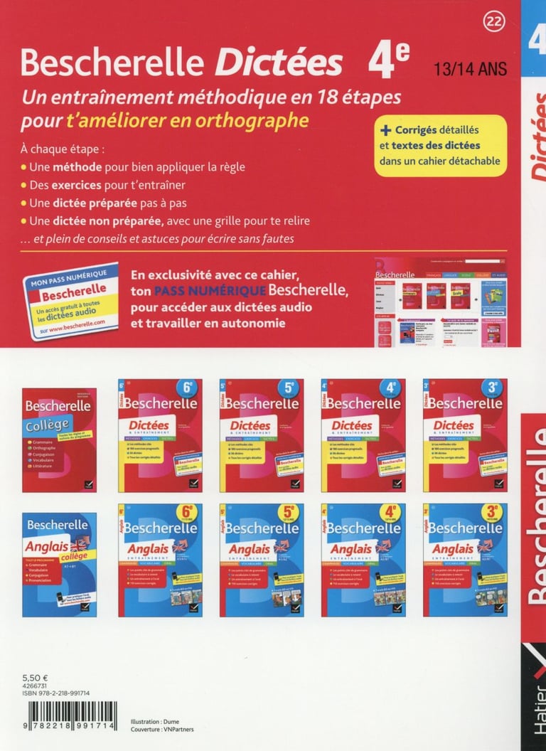 Bescherelle : dictées - 4ème : Collectif - 2218991713 - Livre Collège ...