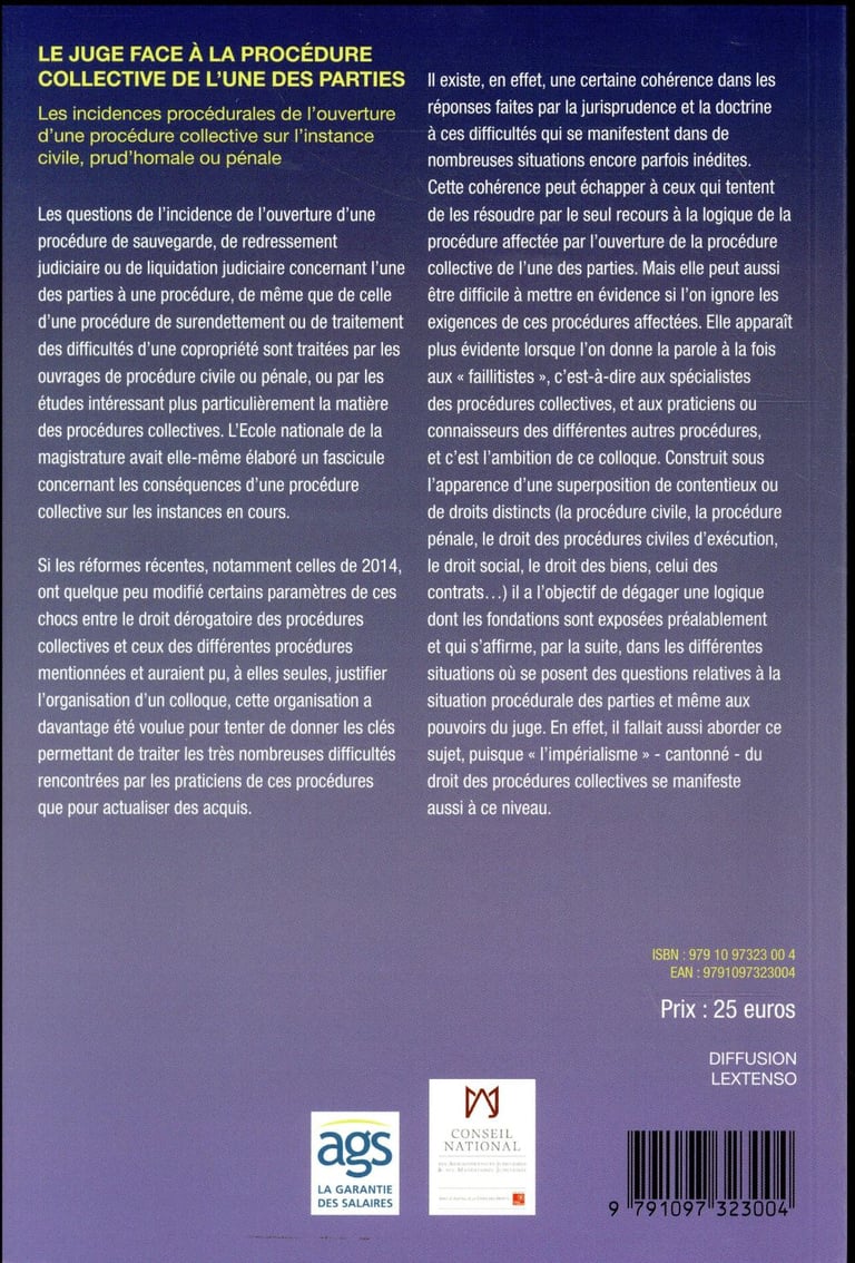 Le juge face à la procédure collective de l'une des parties - les ...