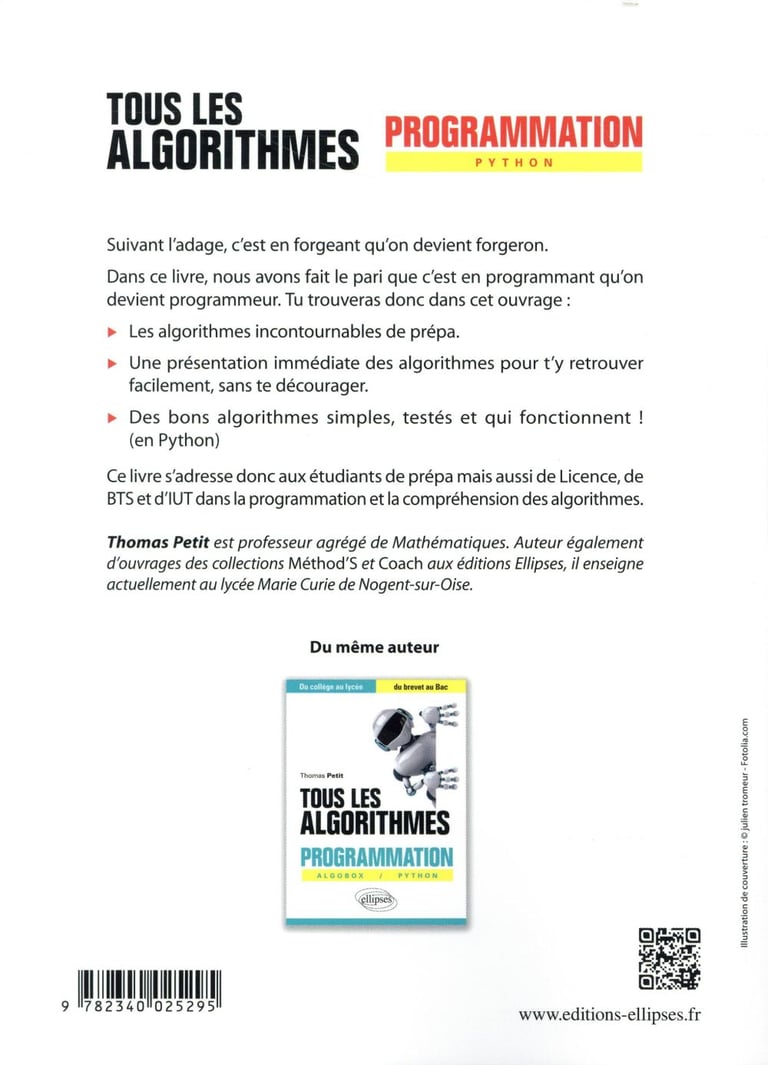 Tous les algorithmes - programmation python - prépa scientifique 1re et 2e années : Thomas Petit ...