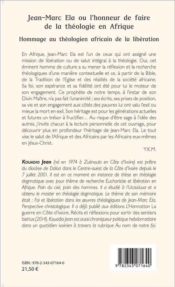 Jean marc ela ou l'honneur de faire de la théologie en afrique ...