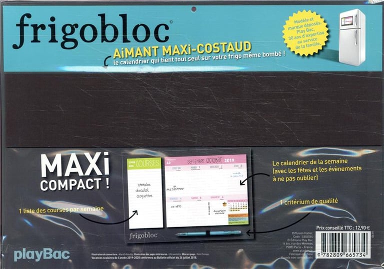 Mini frigobloc hebdomadaire - calendrier d'orga. familiale / semaine ...