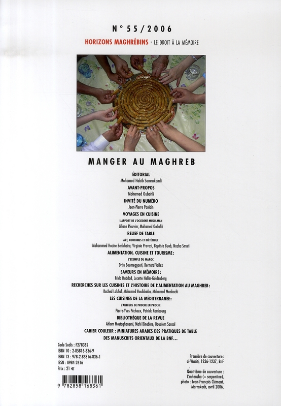 REVUE HORIZONS MAGHREBINS n.55 : manger au Maghreb : Habib Samrakandi ...