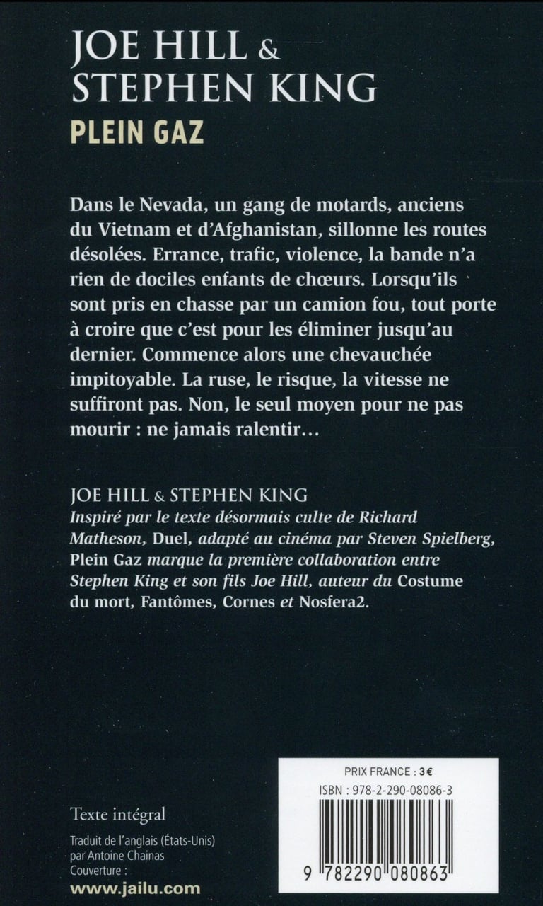 Plein gaz : Stephen King - 2290080861 - Thrillers | Cultura