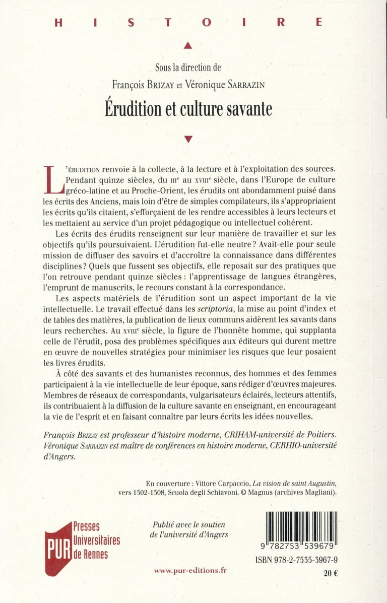 Érudition et culture savante - de l'Antiquité à l'époque moderne ...