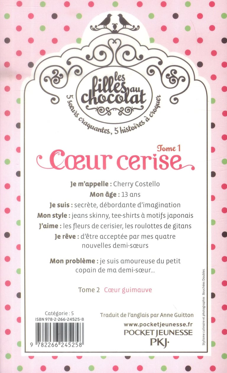 Les filles au chocolat t.1 : coeur cerise : Cathy Cassidy - 2266245252 ...