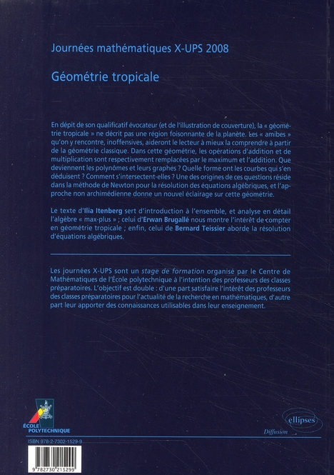 Géometrie tropicale - journées mathématiques - 2730215298 - Sciences Appliquées - Sciences ...