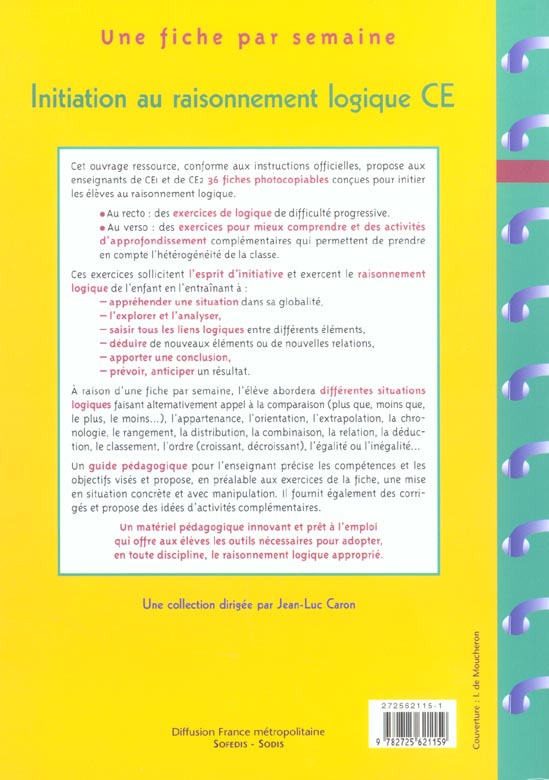 Initiation au raisonnement logique - CE1, CE2 - 2725621151 | Cultura