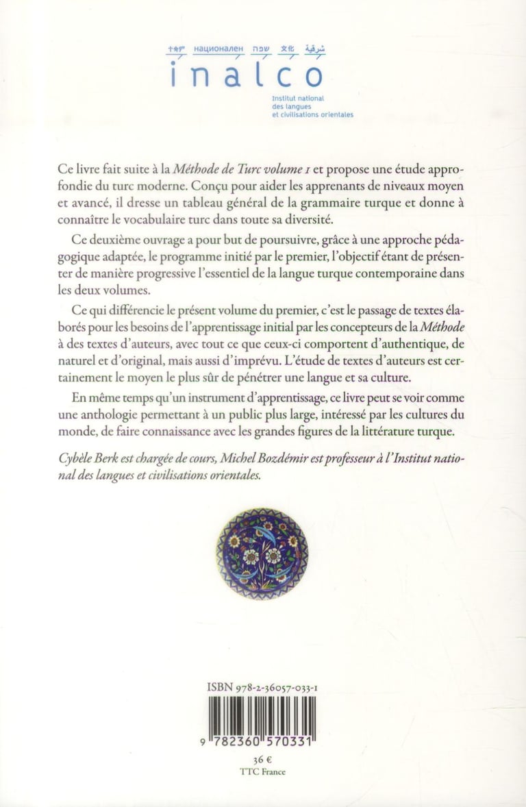 Méthode de turc t.2 - grammaire et lexique du turc moderne : Michel ...