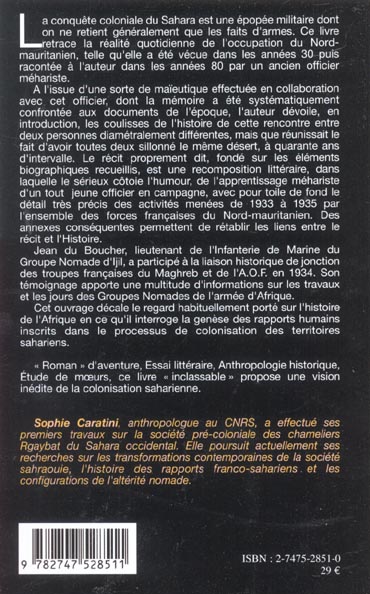 L'education saharienne d'un kepi noir - mauritanie 1933-1935 : Sophie ...