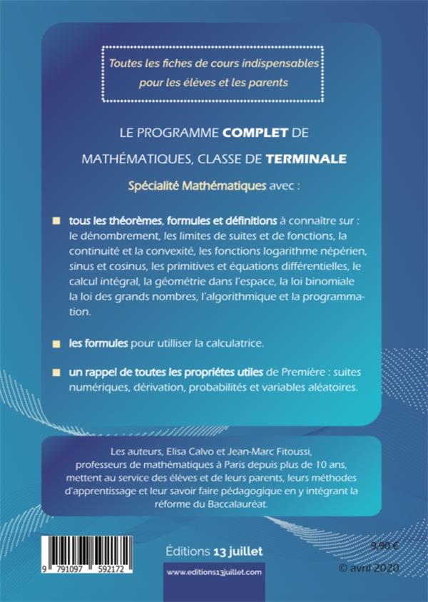 Mathématiques spécialité - terminale - synthèse de cours et livret de ...