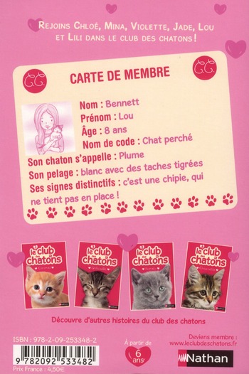 Le club des chatons t.4 - plume : Sue Mongredien - 2092533487 - Livres ...