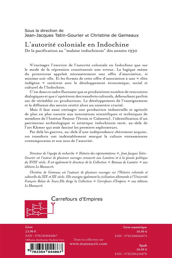 L'autorité coloniale en indochine - de la pacification au "malaise ...