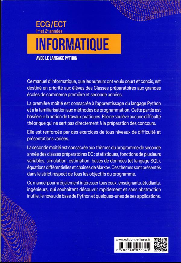 Informatique : ECG/ECT 1re et 2e années - avec le langage Python ...