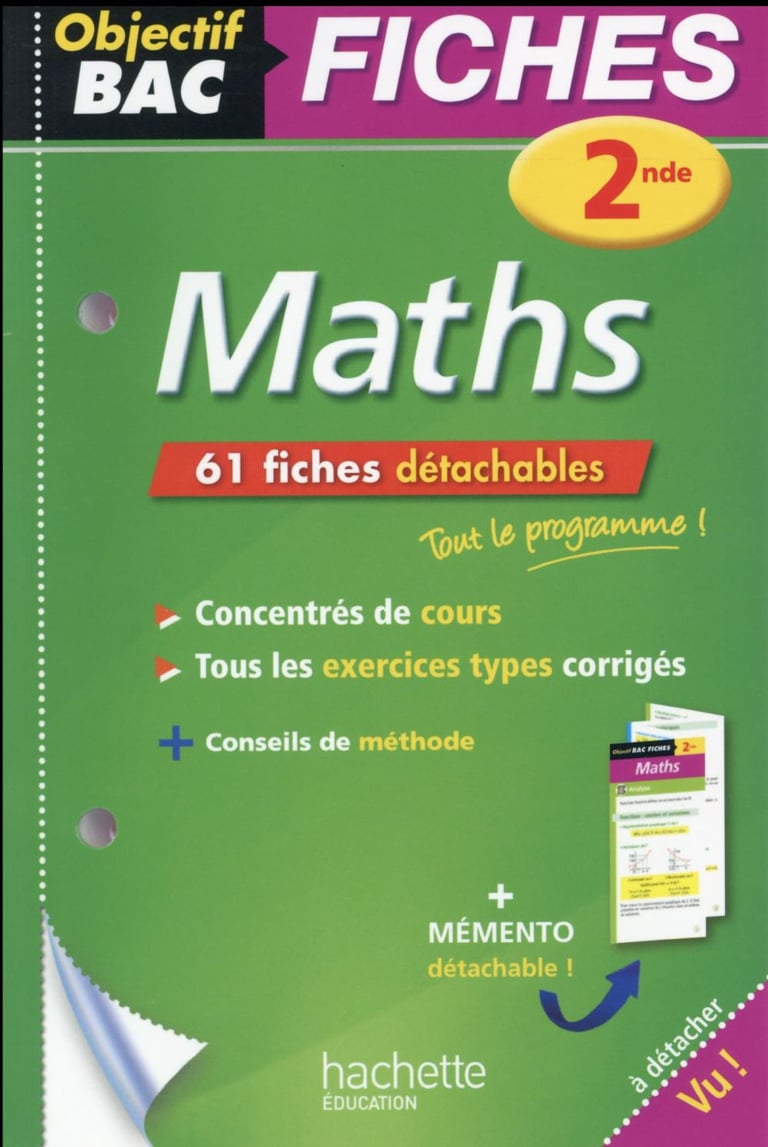 Objectif bac - maths - 2nde - fiches détachables - 2012273467 - Livre ...