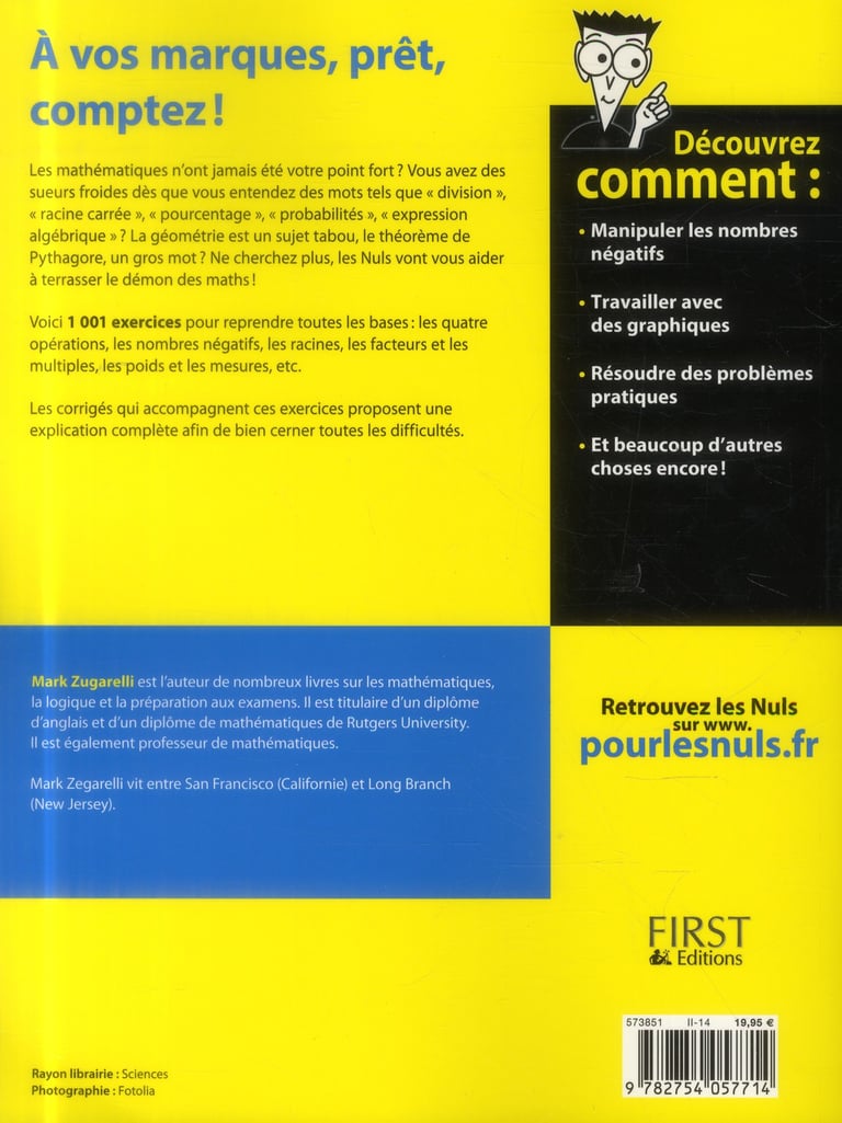 Exercices de maths pour les nuls : Mark Zegarelli - 2754057714 - Mathématiques - Sciences ...
