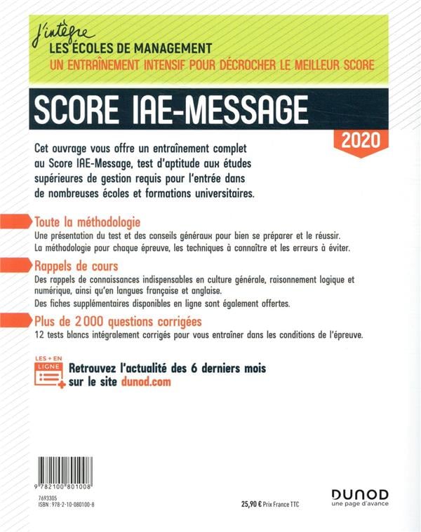 Score iae-message : tout l'entraînement (édition 2020) : Marie-Virginie ...