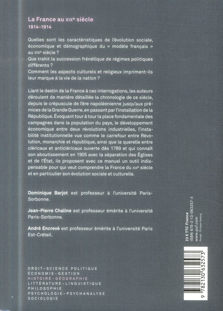 La france au xixe siècle, 1814-1914 (3e édition) : Dominique Barjot ...