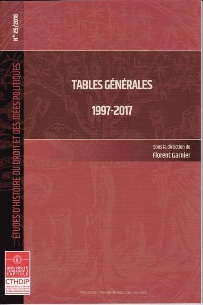 Tables générales 1997-2017 : Florent Garnier - 2361701677 - Livre de ...