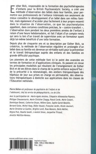 Méthode d'observation des bébés selon esther bick : Pierre Delion ...