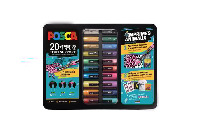 Mallette 20 marqueurs Posca Animaux | Cultura