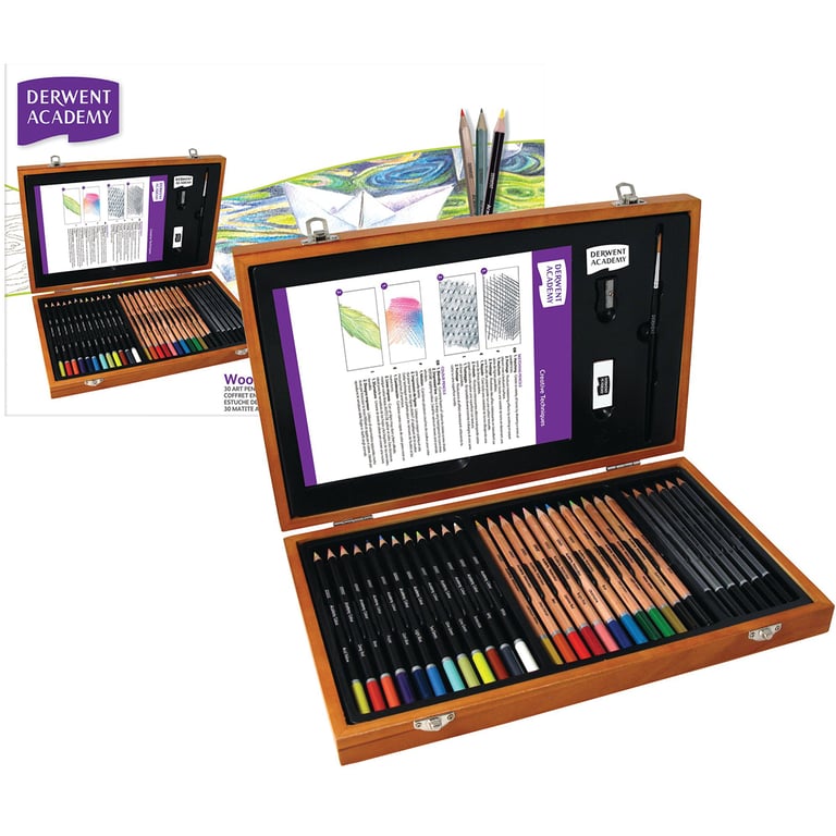 Coffret dessin en bois Academy Derwent - Coffrets crayons de couleur ...