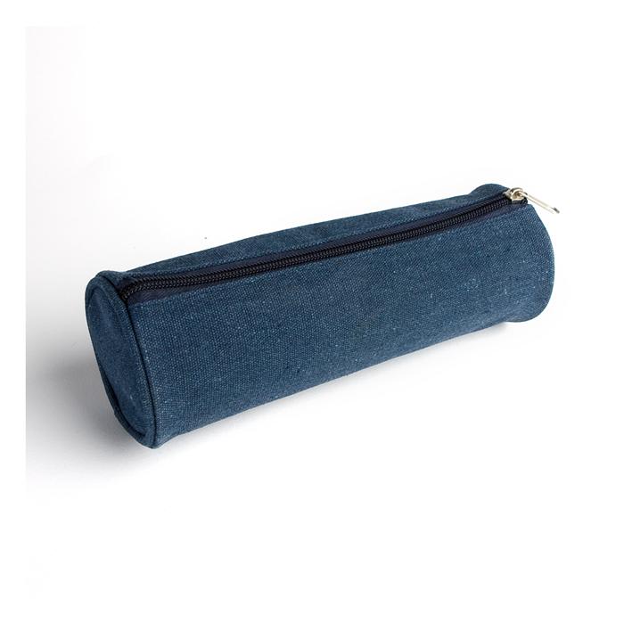 Trousse ronde toile bleue - Trousses | Cultura