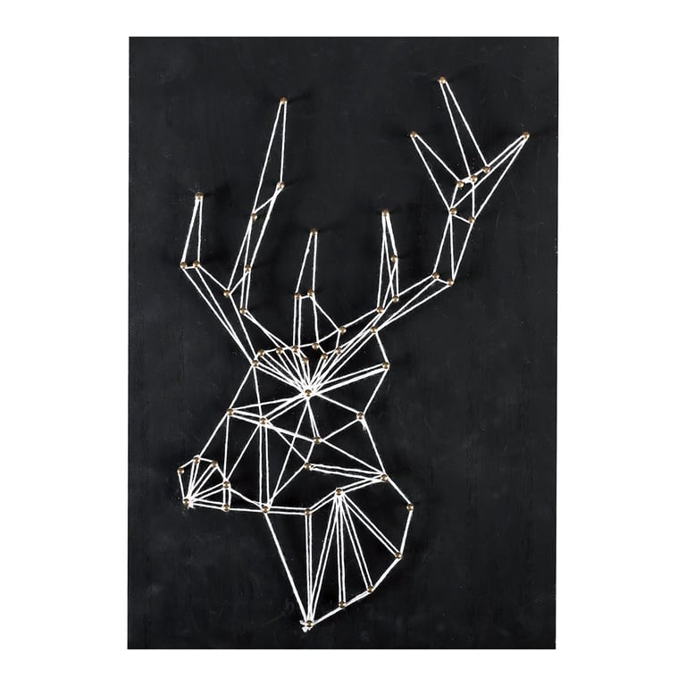 Kit Tableau String Art Trophée Cerf Noir Supports Bois Cultura