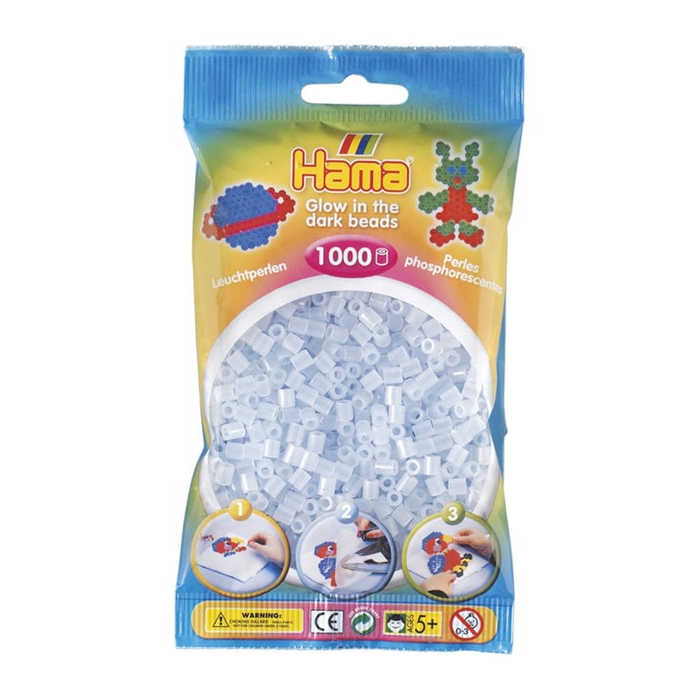 Sachet 1000 perles Hama - MIDI - bleu phosphorescent - 20757 - Perles à ...