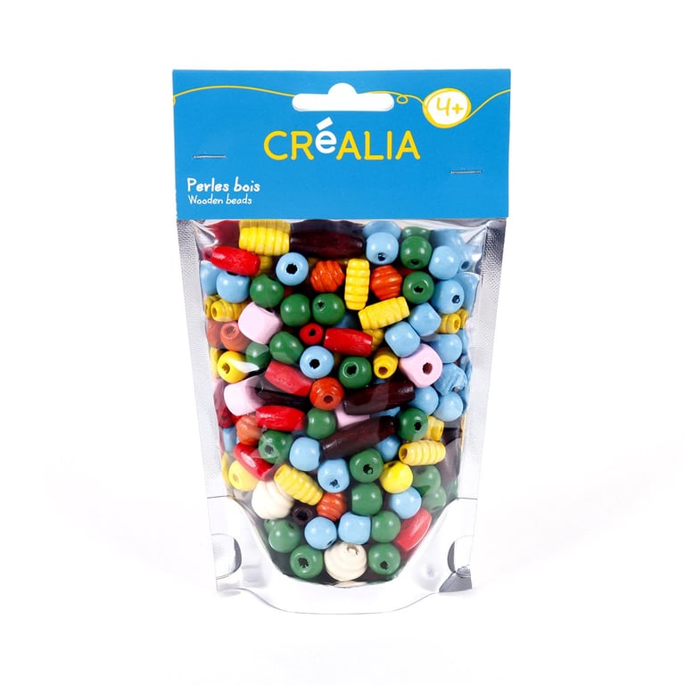 Sachet de perles multicolores en bois - Créalia - Perles pour enfant ...